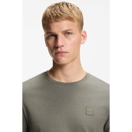 BOSS Orange Herren Langarmshirt "Tacks"open grau076, Gr. M, Single Jersey, Obermaterial: 100% Baumwolle, Shirts, mit Markenlogo auf der Brust