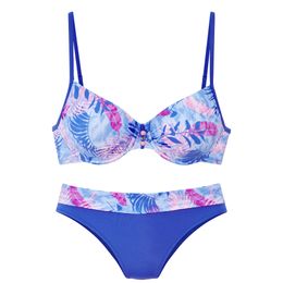 Vivance Damen B&uuml;gel-Bikiniblau, bedruckt, Gr. 38, bedruckt, Microfaser, Bikini-Sets, mit stylischem Bl&auml;tterprint