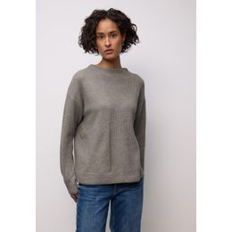 Street One Damen Pullundermuted mocha meliert, Gr. 40, unifarben, Web, 37% Baumwolle, 34% Polyacryl, 26% Polyester, 3% Elasthan, Pullover, aus