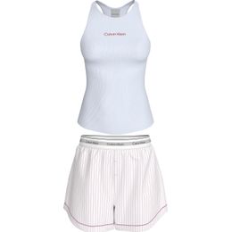 Damen Schlafanzug "V DAY TANK SHORT SET", Calvin Klein Underwear, Gr. Lclassic wht w echo stripe classic, Web, Obermaterial: 95% Baumwolle, 5%