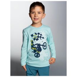 TRIGEMA Jungen Sweatshirt "TRIGEMA Langarmshirt mit sportlichem Motorrad-Print", blau, Basic, Gr. 104, 100% Baumwolle, Sweatshirts