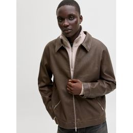 Jack & Jones JACK & JONES Herren Bikerjacke "JJECASABLANCA PU JACKET NOOS", braun, Gr. M, unifarben, Web, Obermaterial: 100% Polyester, Jacken, mit Fronttaschen