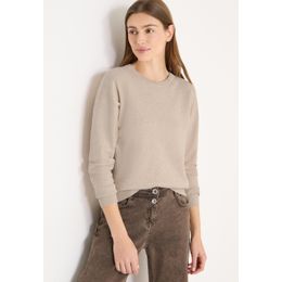 Cecil Damen Strickpulloverdesert beige melange, Gr. XXL, unifarben, Strick, Obermaterial: 100% Baumwolle, Pullover, Sweatshirt mit Rundhals