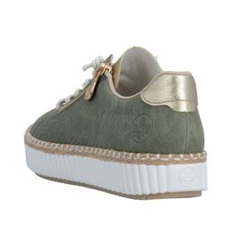 Rieker Damen Sneaker, Gr. 40schilf, Lederimitat, Schuhe, mit modischer Ziernaht, Freizeitschuh, Halbschuh, Schn&uuml;rschuh