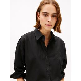Tommy Hilfiger Damen Hemdbluse "COTTON EASY SHIRT", schwarz, Gr. 38, unifarben, Web, Obermaterial: 100% Baumwolle, Blusen