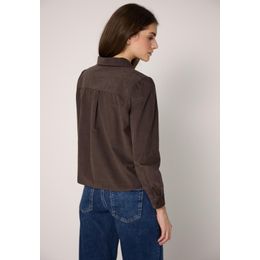 Damen Langarmbluse, braun, Gr. 42, STREET ONE STUDIO, unifarben, Web, 100% Baumwolle, Blusen, aus reiner Baumwolle