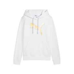 Puma Damen Kapuzensweatshirt "ESS METALLIC HOODIE FL", wei&szlig;, Gr. XL, bedruckt, Fleece, Obermaterial: 68% Baumwolle, 32% Polyester, Sweatshirts, mit