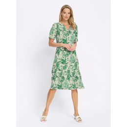Heine Damen Jerseykleid "Jersey-Kleid", gr&uuml;n, Gr. 40, bedruckt, gebl&uuml;mt, gemustert, mehrfarbig, Jersey, 95% Viskose, 5% Elasthan, Kleider