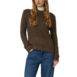s.Oliver Damen Strickpullover, braun, Gr. 46, meliert, unifarben, Strick, Obermaterial: 59% Baumwolle, 37% Polyacryl, 4% Wolle, Pullover, aus Wollmix