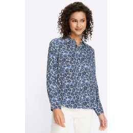 Druckbluse Heine, Damen, Gr. 34, marine, ecru, bedruckt, 100% Viskose, bedruckt, gemustert, mehrfarbig, Blusen Druckbluse