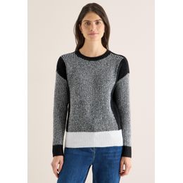Street One Damen Strickpulloverschwarz, Gr. S, colorblocking, Web, 37% Baumwolle, 34% Polyacryl, 26% Polyester, 3% Elasthan, Pullover, im soften