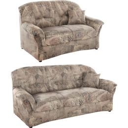 Polstergarnitur DOMO collection "Bahia zeitlos & elegantes Sofa, bequem", braun, Luxus-Microfaser, Belastbarkeitmaximal 100 kg,Inklusive Federkern, Sitzm&ouml;bel-Sets, Microfaser, natur