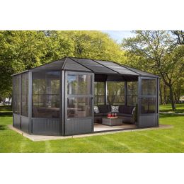 Pavillon Sojag "Charleston 12x18", grau, B/H/T: 594cm x 280cm x 384cm, Pavillons, Wintergarten, BxT: 594x384 cm