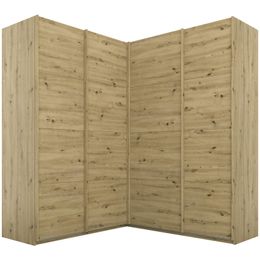 Schwebet&uuml;renschrank Rauch "Quadra", braun (eiche artisan), B:181cm H:210cm T:187cm, Holzwerkstoff, Schr&auml;nke, Schwebet&uuml;renschrank, Eckschrank inkl. T&uuml;rend&auml;mpfer