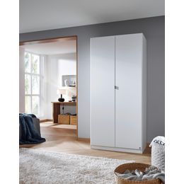 Dreht&uuml;renschrank Rauch "Kleiderschrank Schrank Garderobe W&auml;scheschrank Ankleide ONTARIO", wei&szlig;, B:91cm H:197cm T:54cm, Holzwerkstoff, Schr&auml;nke, Dreht&uuml;renschrank, in schlichtem Stil mit Metallgriff in Graumetallic MADE IN GERMANY