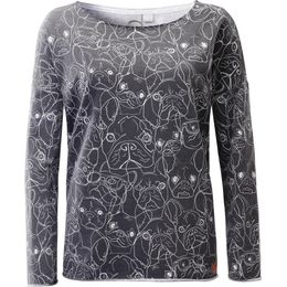 Sweatshirt LPO "SWEAT LUMDSEN WOMEN", Damen, Gr. 40 (M), grau (anthrazit), 96% Polyester; 4% Elasthan, bequem, angesetztes B&uuml;ndchen, Sweatshirts Sweatshirt, modischer Allover-Print