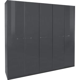Dreht&uuml;renschrank Rauch "Kleiderschrank Schrank Garderobe TOPSELLER OTELI inkl. Inneneinteilung", grau (graumetallic, hochglanz effektgrau), B:226cm H:210cm T:54cm, Holzwerkstoff, Schr&auml;nke, Dreht&uuml;renschrank, mit zus&auml;tzlichen Einlegeb&ouml;den, optional mit Spiegel MADE IN GERMANY, Topseller