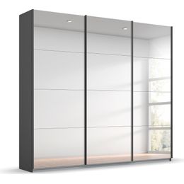 Schwebet&uuml;renschrank Rauch "Kleiderschrank Schrank Garderobe W&auml;scheschrank Ankleide OTELI", grau (graumetallic), B:203cm H:210cm T:62cm, Holzwerkstoff, Schr&auml;nke, Schwebet&uuml;renschrank, mit Spiegelfront, inkl. W&auml;scheeinteilung mit 3 Innenschubladen