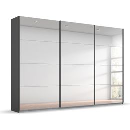 Schwebet&uuml;renschrank Rauch "Kleiderschrank Schrank Garderobe W&auml;scheschrank Ankleide OTELI", grau (graumetallic), B:271cm H:210cm T:62cm, Holzwerkstoff, Schr&auml;nke, Schwebet&uuml;renschrank, mit Spiegelfront, inkl. W&auml;scheeinteilung mit 3 Innenschubladen