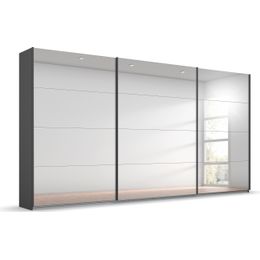 Schwebet&uuml;renschrank Rauch "Kleiderschrank Schrank Garderobe W&auml;scheschrank Ankleide OTELI", grau (graumetallic), B:360cm H:210cm T:62cm, Holzwerkstoff, Schr&auml;nke, Schwebet&uuml;renschrank, mit Spiegelfront, inkl. W&auml;scheeinteilung mit 3 Innenschubladen