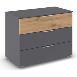 Schubkastenkommode Rauch "Lowboard Sideboard Schubladenkommode Kommode ASTANA", graumetallic, eiche artisan, B:80cm H:61cm T:42cm, Holzwerkstoff, Sideboards, mit 3 ger&auml;umigen Schubladen, Kantengriff in Alufarben MADE IN GERMANY
