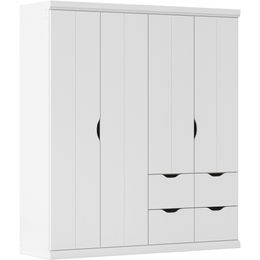 Kleiderschrank Rauch "Dreht&uuml;renschrank Schrank Garderobe W&auml;scheschrank Schlafzimmer MARLENE", wei&szlig; (alpinwei&szlig;), B:181cm H:203cm T:56cm, Holzwerkstoff, Schr&auml;nke, Kleiderschrank, in 3 Breiten 91/136/181 cm im Landhaus-Stil MADE IN GERMANY