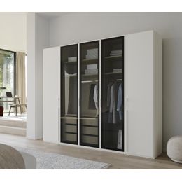 Dreht&uuml;renschrank Rauch "Kleiderschrank Schrank Garderobe SKAT SHINE mit hochwertigem", wei&szlig; (alpinwei&szlig;), B:251cm H:223cm T:63cm, Holzwerkstoff, Schr&auml;nke, Dreht&uuml;renschrank, transparentem Grauglas inkl. umfangreichem Zubeh&ouml;r MADE IN GERMANY