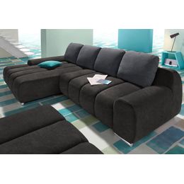 Ecksofa Home Affaire "Bono L-Form", schwarz (schwarz, grau), B:291cm H:90cm T:174cm, Luxus-Microfaser ALTARA NUBUCK (100% Polyester);Luxus-Microfaser ALTARA NUBUCK (100% Polyester);Samtstruktur (95% Polyester, 5% Polyamid), Sofas, Ecksofa, wahlweise mit Bettfunktion