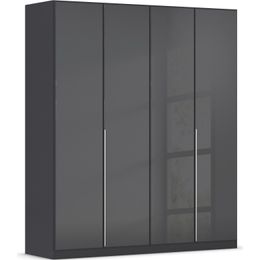 Dreht&uuml;renschrank OTTO HOME "Kleiderschrank Kleiderschr&auml;nke Schrank Garderobe AGORDO mit Glasfront", grau (graumetallic, glas basalt), B:181cm H:210cm T:54cm, Holzwerkstoff, Schr&auml;nke, Dreht&uuml;renschrank, durchdachte Innenausstattung, in 7 Breiten und 2 H&ouml;hen MADE IN GERMANY, Topseller