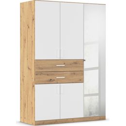 Dreht&uuml;renschrank Rauch "Maika", wei&szlig; (eiche artisan, alpinwei&szlig;), B:136cm H:197cm T:54cm, Holzwerkstoff, Schr&auml;nke, Dreht&uuml;renschrank, mit Spiegel, 2 Schubladen, in verschiedenen Breiten, H&ouml;hen und Farben