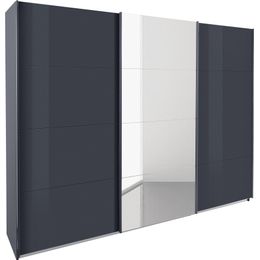 Schwebet&uuml;renschrank Rauch "Kleiderschrank Schrank Garderobe TOPSELLER OTELI inkl. Inneneinteilung", grau (graumetallic, hochglanz effektgrau), B:271cm H:210cm T:62cm, Holzwerkstoff, Schr&auml;nke, Schwebet&uuml;renschrank, mit 3 Innenschubladen sowie zus&auml;tzlichen Einlegeb&ouml;den MADE IN GERMANY