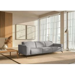 3-Sitzer Home Affaire "Lorcan 257 cm, weiches Sitzgef&uuml;hl", hellgrau, B:257cm H:77cm T:93cm, 85% PES, 15% NY, Sofas, mit schwarzen Metallf&uuml;&szlig;en, Lederoptik und in weichem Strukturstoff