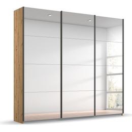 Schwebet&uuml;renschrank Rauch "Kleiderschrank Schrank Garderobe W&auml;scheschrank Ankleide OTELI", braun (eiche artisan), B:203cm H:210cm T:62cm, Holzwerkstoff, Schr&auml;nke, Schwebet&uuml;renschrank, mit Spiegelfront, inkl. 3 Innenschubladen MADE IN GERMANY