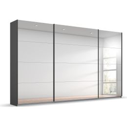 Schwebet&uuml;renschrank Rauch "Kleiderschrank Schrank Garderobe W&auml;scheschrank Ankleide OTELI", grau (graumetallic), B:315cm H:210cm T:62cm, Holzwerkstoff, Schr&auml;nke, Schwebet&uuml;renschrank, mit Spiegelfront, inkl. W&auml;scheeinteilung mit 3 Innenschubladen