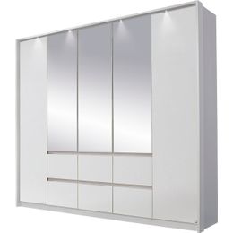 Dreht&uuml;renschrank Rauch "Mainz mit Spiegel und Passepartout", wei&szlig; (alpinwei&szlig;), B:230cm H:212cm T:58cm, Holzwerkstoff, Schr&auml;nke, Dreht&uuml;renschrank, optional mit Beleuchtung, Au&szlig;ent&uuml;ren mit Push-to-Open Funktion