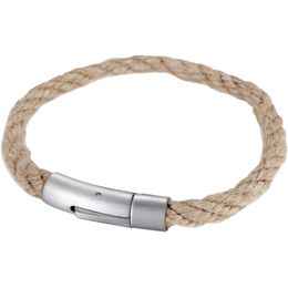 Armband Firetti "Schmuck Geschenk Edelstahl Jutefaser Armschmuck Armkette", beige (edelstahlfarben, nude), Armb&auml;nder, Damen, 21cm, Edelstahl Jute, Edelstahl, Jute, Armband