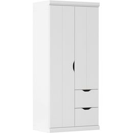 Kleiderschrank Rauch "Dreht&uuml;renschrank Schrank Garderobe W&auml;scheschrank Schlafzimmer MARLENE", wei&szlig; (alpinwei&szlig;), B:91cm H:203cm T:56cm, Holzwerkstoff, Schr&auml;nke, Kleiderschrank, in 3 Breiten 91/136/181 cm im Landhaus-Stil MADE IN GERMANY