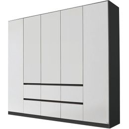 Dreht&uuml;renschrank Rauch "Kleiderschrank Schrank Garderobe Garderobenschrank MAINZ", grau (graumetallic, alpinwei&szlig;), B:226cm H:210cm T:54cm, Holzwerkstoff, Schr&auml;nke, Dreht&uuml;renschrank, grifflose Front, Au&szlig;ent&uuml;ren mit Push-to-Open Funktion MADE IN GERMANY