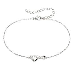 Silberarmband Bruno Banani "Schmuck Geschenk mit Herz und Unendlichkeitsschleife/Infinity", silberfarben, kristallwei&szlig;, kristallwei&szlig;, Armb&auml;nder, Damen, 24cm, Silber 925 (Sterlingsilber), Silberarmband, mit Zirkonia (synth.)