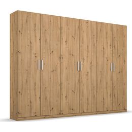 Dreht&uuml;renschrank Rauch "Kleiderschrank Schrank Garderobe KOLUNA mit Dekor-Front", braun (eiche artisan), B:271cm H:210cm T:54cm, Holzwerkstoff, Schr&auml;nke, Dreht&uuml;renschrank, inkl. 2 Innenschubladen sowie extra Einlegeb&ouml;den MADE IN GERMANY