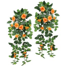 Kunstblume I.GE.A. "K&uuml;nstlicher Rosenh&auml;nger", orange, B:30cm H:74cm L:11cm, Polyester, Kunstpflanzen, Rosenranke Rosenbogen Rosen Blume Rosengirlande Deko Busch
