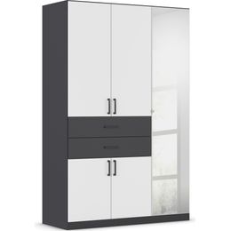 Dreht&uuml;renschrank Rauch "Maika", grau (graumetallic, alpinwei&szlig;), B:136cm H:210cm T:54cm, Holzwerkstoff, Schr&auml;nke, Dreht&uuml;renschrank, mit Spiegel, 2 Schubladen, in verschiedenen Breiten, H&ouml;hen und Farben