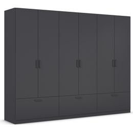 Dreht&uuml;renschrank Rauch "Kleiderschrank Schrank Garderobe W&auml;scheschrank BARI", grau (graumetallic), B:270cm H:210cm T:54cm, Holzwerkstoff, Schr&auml;nke, Dreht&uuml;renschrank, mit Schubk&auml;sten und modernem Griff in Graumetallic MADE IN GERMANY