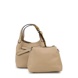 Schultertasche Harpa "MALU", Damen, Gr. B/H/T: 15cm x 22cm x 24,5cm, beige, Polyurethan (PU), unifarben, Taschen Schultertasche, mit dekorativem Schal