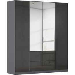 Dreht&uuml;renschrank OTTO HOME "Kleiderschrank Schrank Garderobe AGORDO mit Dekor- oder Hochglanzfront", grau (graumetallic, hochglanz effektgrau), B:181cm H:229cm T:54cm, Holzwerkstoff, Schr&auml;nke, Dreht&uuml;renschrank, mit Au&szlig;enschubk&auml;sten, in 7 Breiten und 2 H&ouml;hen MADE IN GERMANY