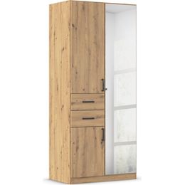 Dreht&uuml;renschrank Rauch "Maika", braun (eiche artisan), B:91cm H:210cm T:54cm, Holzwerkstoff, Schr&auml;nke, Dreht&uuml;renschrank, mit Spiegel, 2 Schubladen, in verschiedenen Breiten, H&ouml;hen und Farben