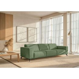 3-Sitzer Home Affaire "Lorcan 257 cm, weiches Sitzgef&uuml;hl", forest gr&uuml;n, B:257cm H:77cm T:93cm, 100% PES, Sofas, mit schwarzen Metallf&uuml;&szlig;en, Lederoptik und in weichem Strukturstoff