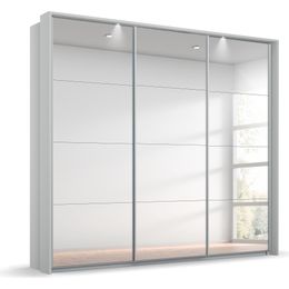 Schwebet&uuml;renschrank Rauch "Kleiderschrank Schrank Garderobe OTELI inkl. 3 Innenschubladen", grau (seidengrau), B:211cm H:233cm T:68cm, Holzwerkstoff, Schr&auml;nke, Schwebet&uuml;renschrank, mit Spiegelfront und Passepartout optional mit Beleuchtung