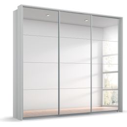 Schwebet&uuml;renschrank Rauch "Kleiderschrank Schrank Garderobe OTELI inkl. 3 Innenschubladen", grau (seidengrau), B:211cm H:233cm T:68cm, Holzwerkstoff, Schr&auml;nke, Schwebet&uuml;renschrank, mit Spiegelfront und Passepartout optional mit Beleuchtung