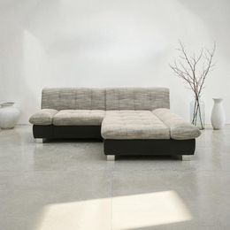Ecksofa DOMO collection "100031 kompakte Stellma&szlig;e, komfortabel und bequem, L-Form", grau (wei&szlig;, grau), B:234cm H:80cm T:157cm, 90% Polyester, 10% Acryl, Sofas, Ecksofa, wahlweise mit Bettfunktion und Armteilverstellung. Breite 234 cm